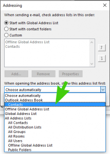 Change Outlook Address Book to Open Contacts by Default | 4iT